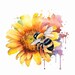 Watercolor Bee on a Flower Sublimation PNG, Bee Printable Wall Art, Bee ...