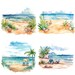 Watercolor Beach With Sea Digital Clipart, Beach Printable Wall Art ...