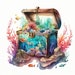 Watercolor Treasure Chest PNG, Underwater Sea Life With Treasure Chest ...
