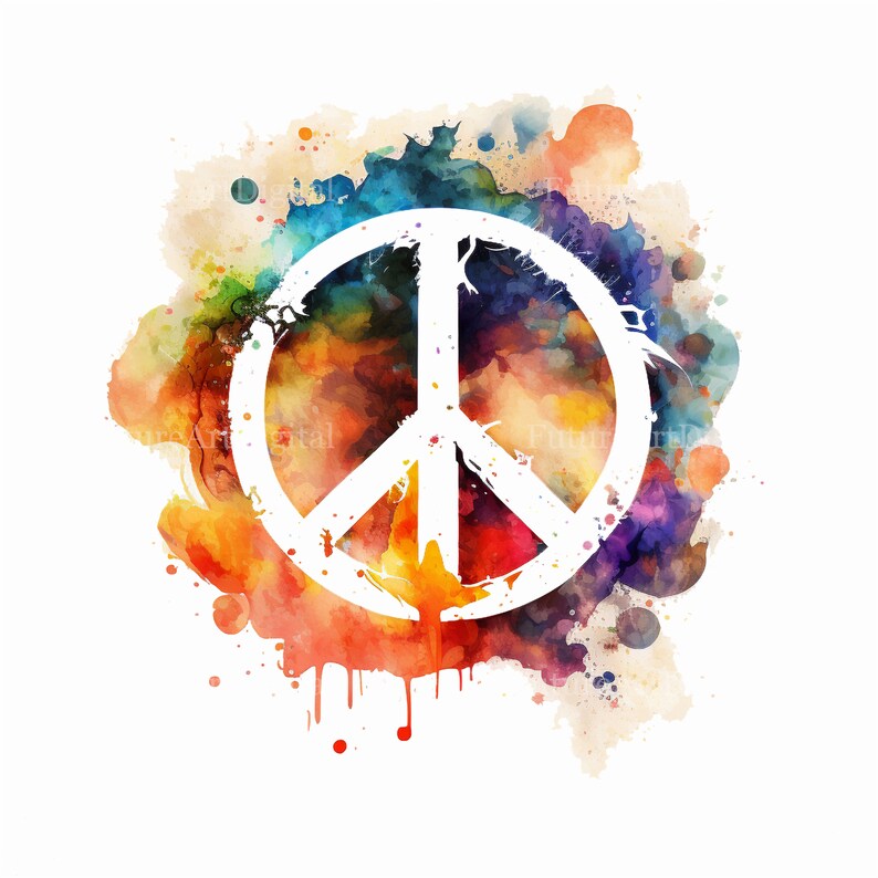 Watercolor Peace Symbol Digital Clipart Peace Sign - Etsy