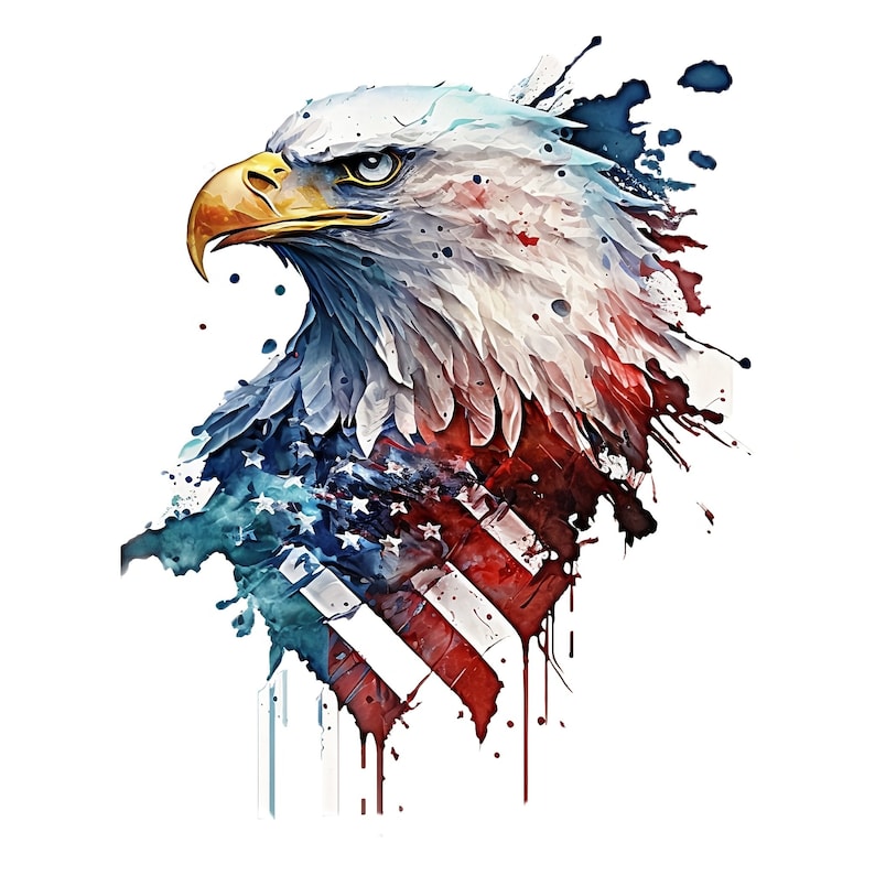 Watercolor Patriotic Eagle PNG American Flag Digital Clipart - Etsy