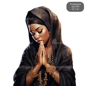 12 Watercolor Black Virgin Mary Digital Clipart, African American ...