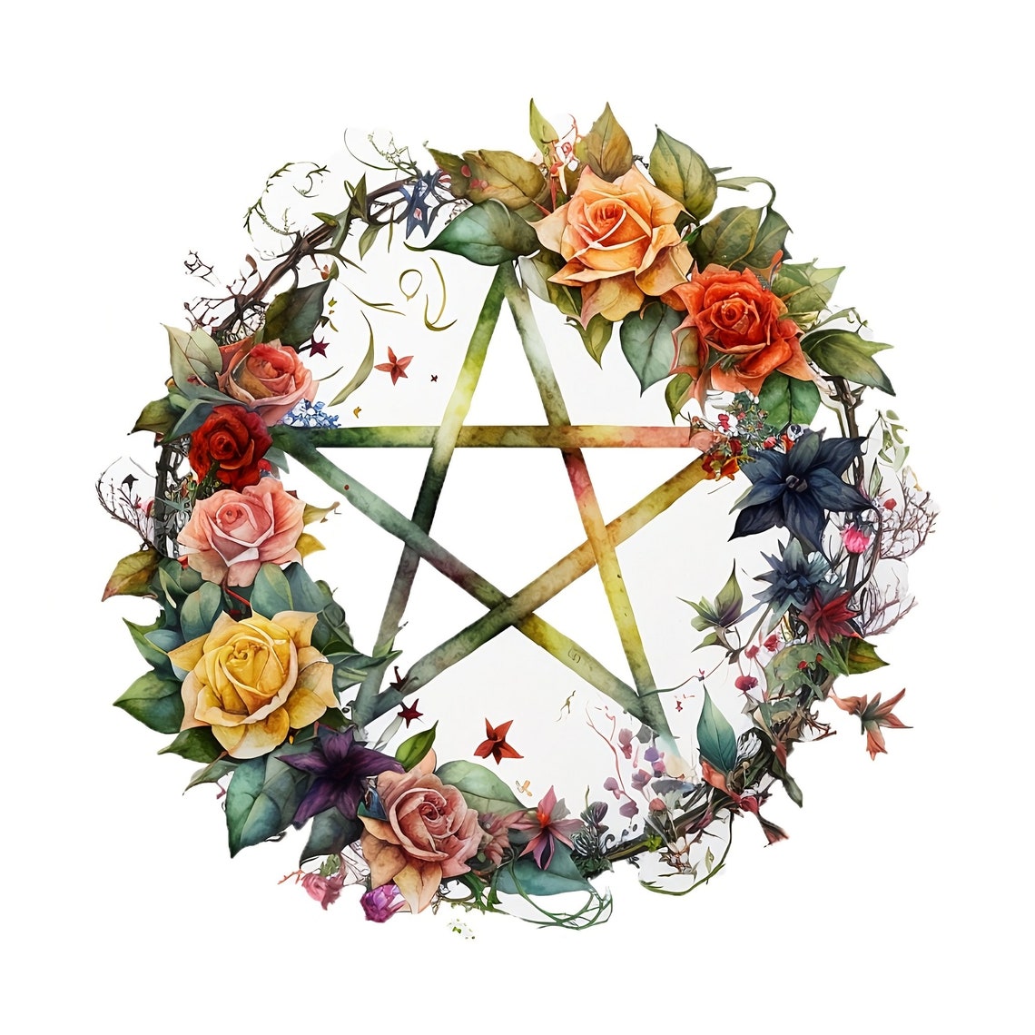 Watercolor Pentagram PNG Pentagram Digital Clipart Pentagram - Etsy