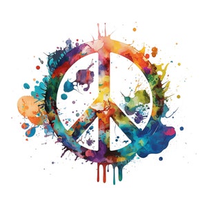 Watercolor Peace Sign PNG, Peace Symbol Digital Clipart, Peace Sign ...