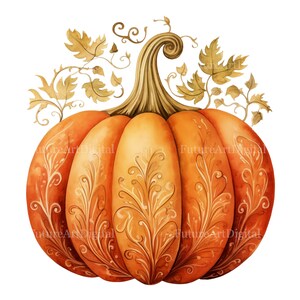 Watercolor Boho Pumpkin Digital Clipart, Set of 10 Boho Pumpkin ...