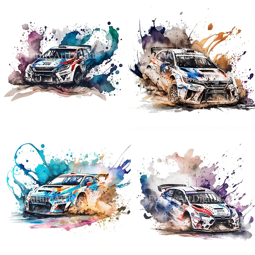 Watercolor Rally Car Sublimation PNG, Rally Car Digital Clipart, Rally ...