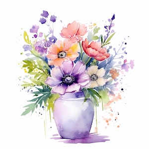 Watercolor Spring Flower Bouquet Sublimation PNG, Flower Bouquet ...
