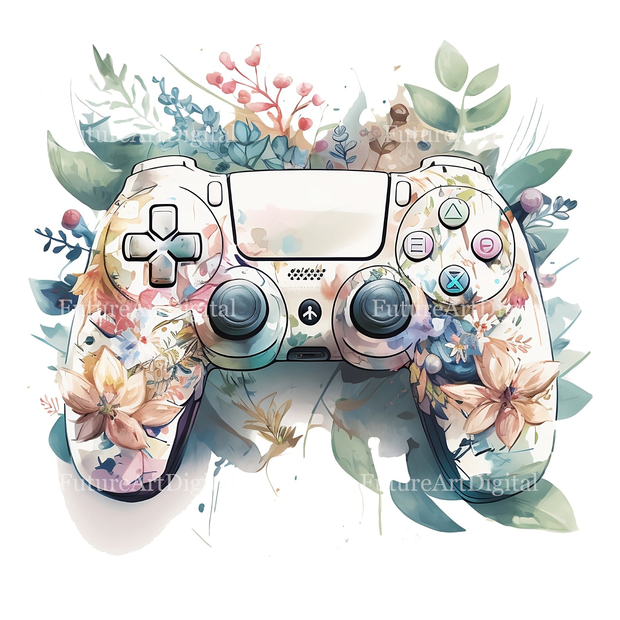 Watercolor Ps Controller Sublimation PNG, Gaming Controller Printable ...