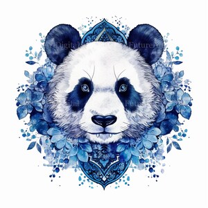 Watercolor Mandala Panda Sublimation PNG, Panda Digital Clipart ...