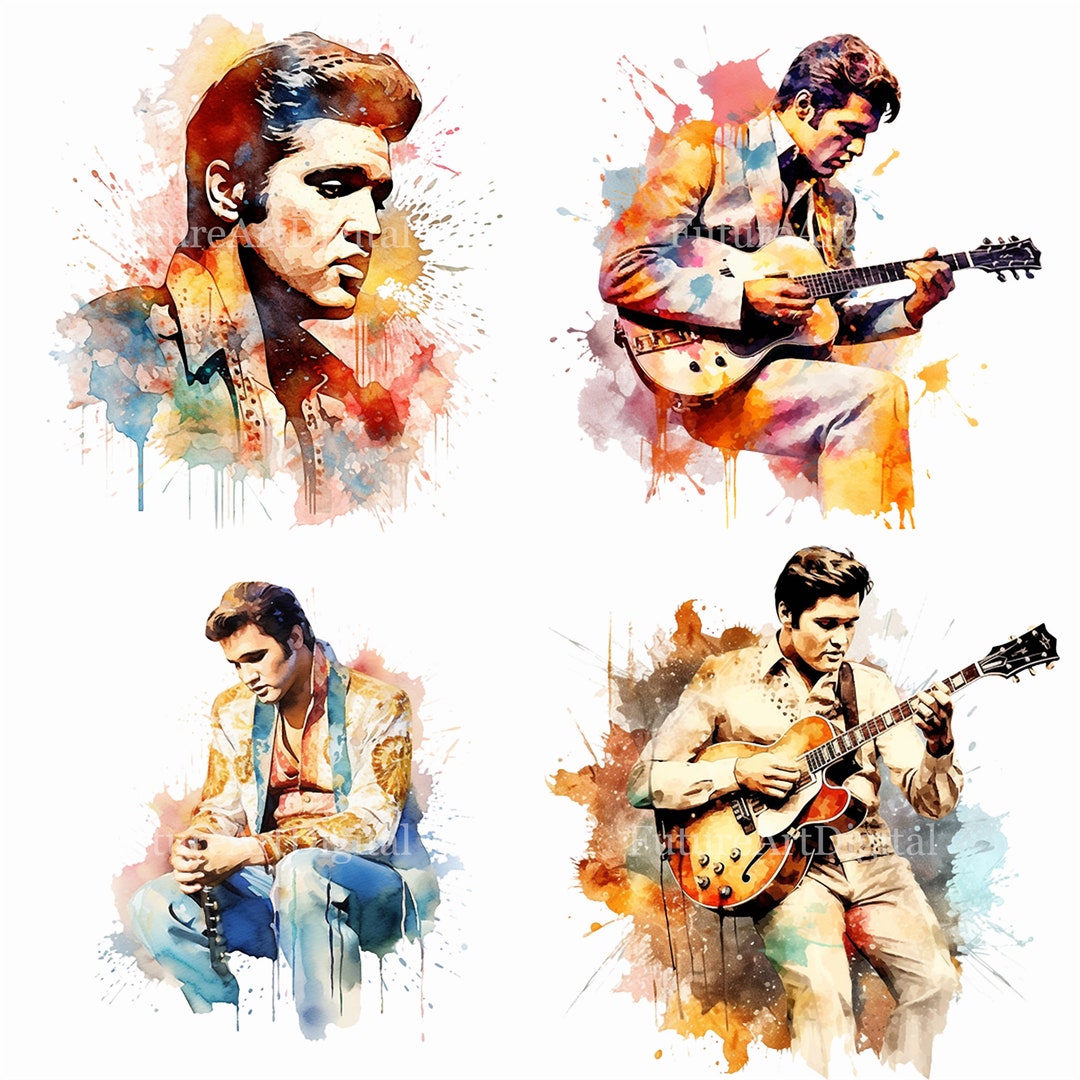 Watercolor Elvis Presley Digital Clipart, Elvis Printable Wall Art ...