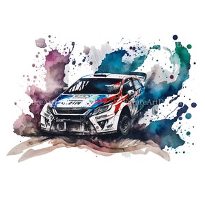 Watercolor Rally Car Sublimation PNG, Rally Car Digital Clipart, Rally ...