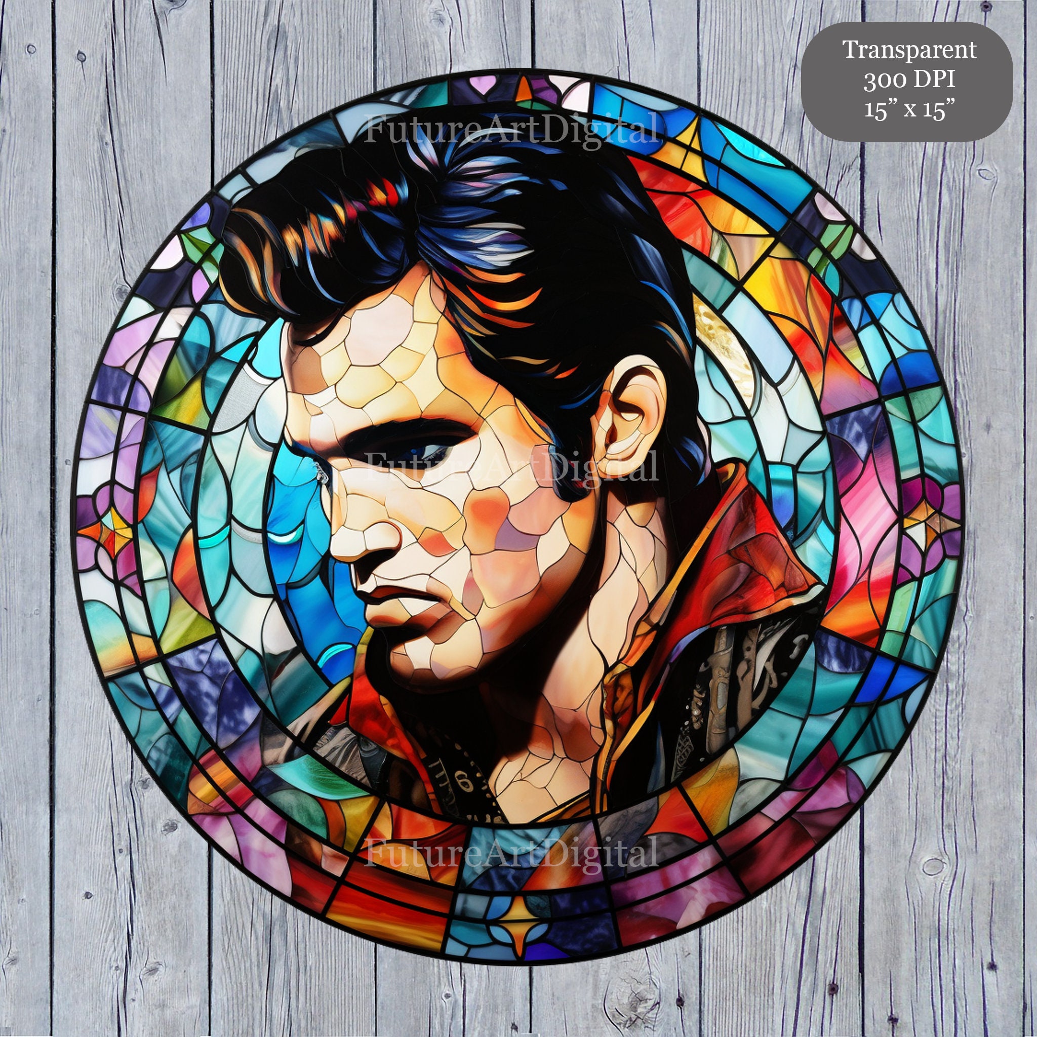 Stained Glass Elvis Presley Digital Clipart, Elvis Sublimation PNG ...