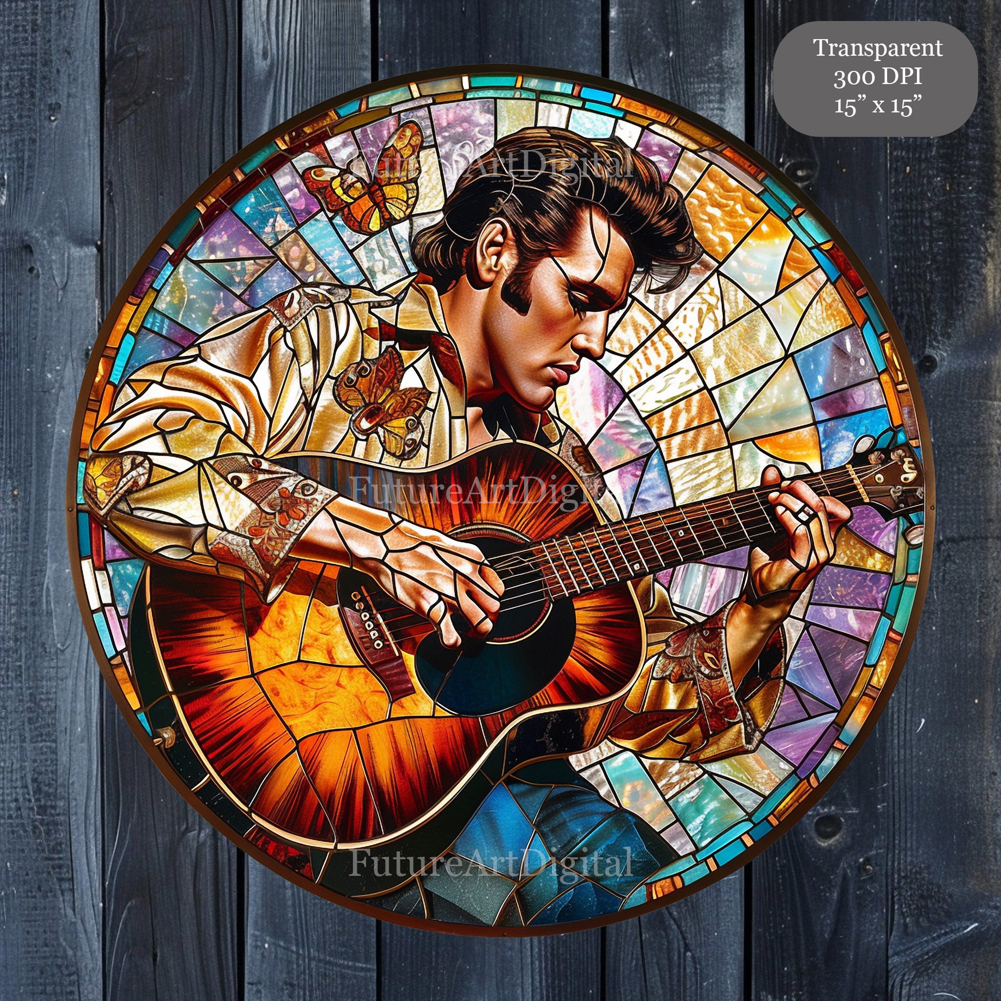12 Stained Glass Elvis Presley Digital Clipart, Elvis Coaster ...