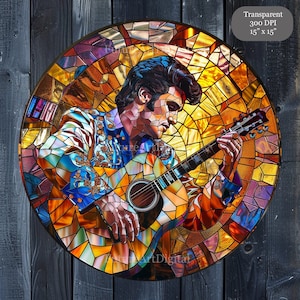 12 Stained Glass Elvis Presley Digital Clipart, Elvis Coaster ...