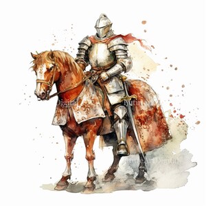 Watercolor Medieval Knight Sublimation PNG, Knight Digital Clipart ...