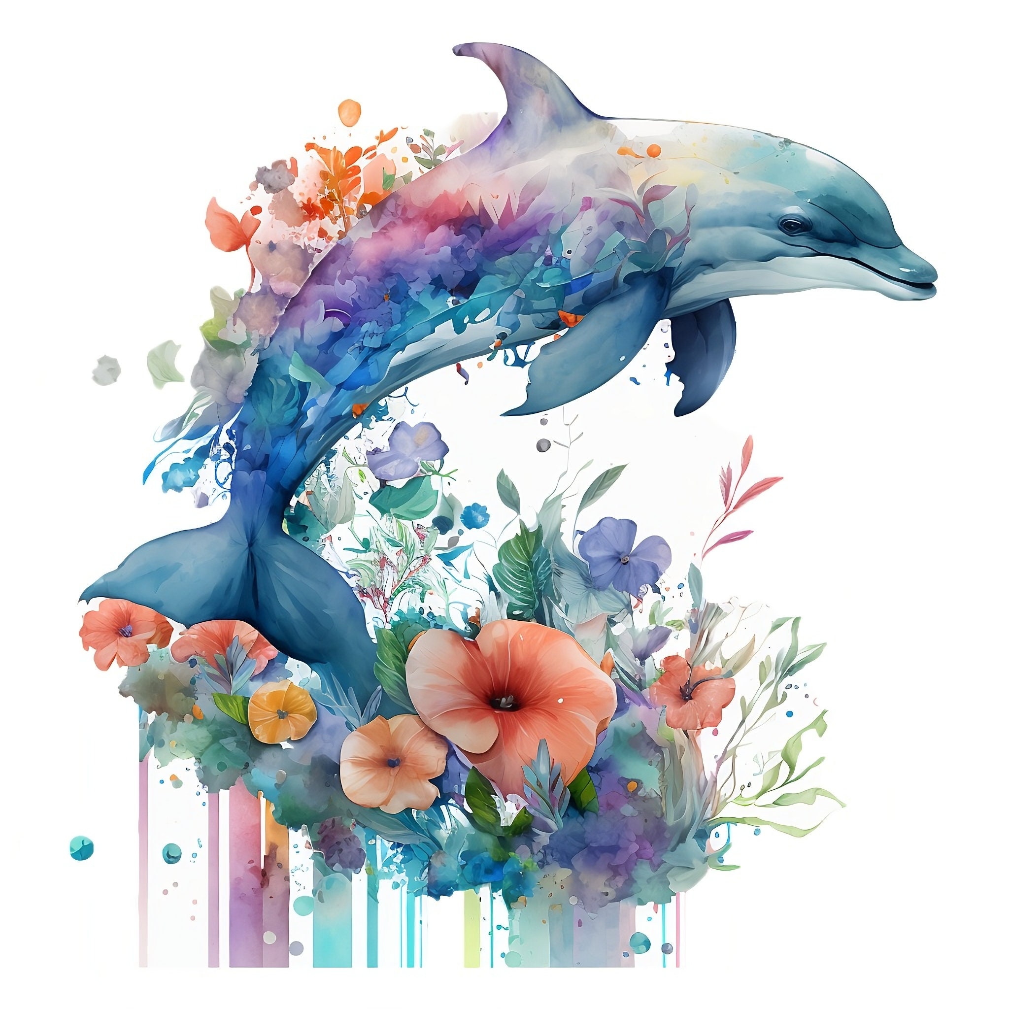 Watercolor Dolphin Digital Clipart Dolphin Sublimation PNG - Etsy