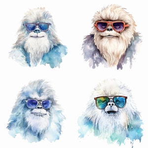Watercolor Yeti Wearing Sunglasses Sublimation PNG, Yeti Digital ...