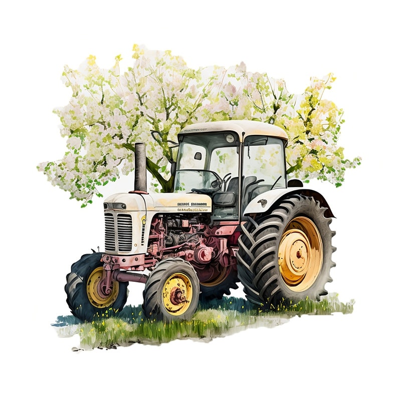 Watercolor Farm Tractor PNG, Tractor Sublimation Decor, Tractor Digital ...