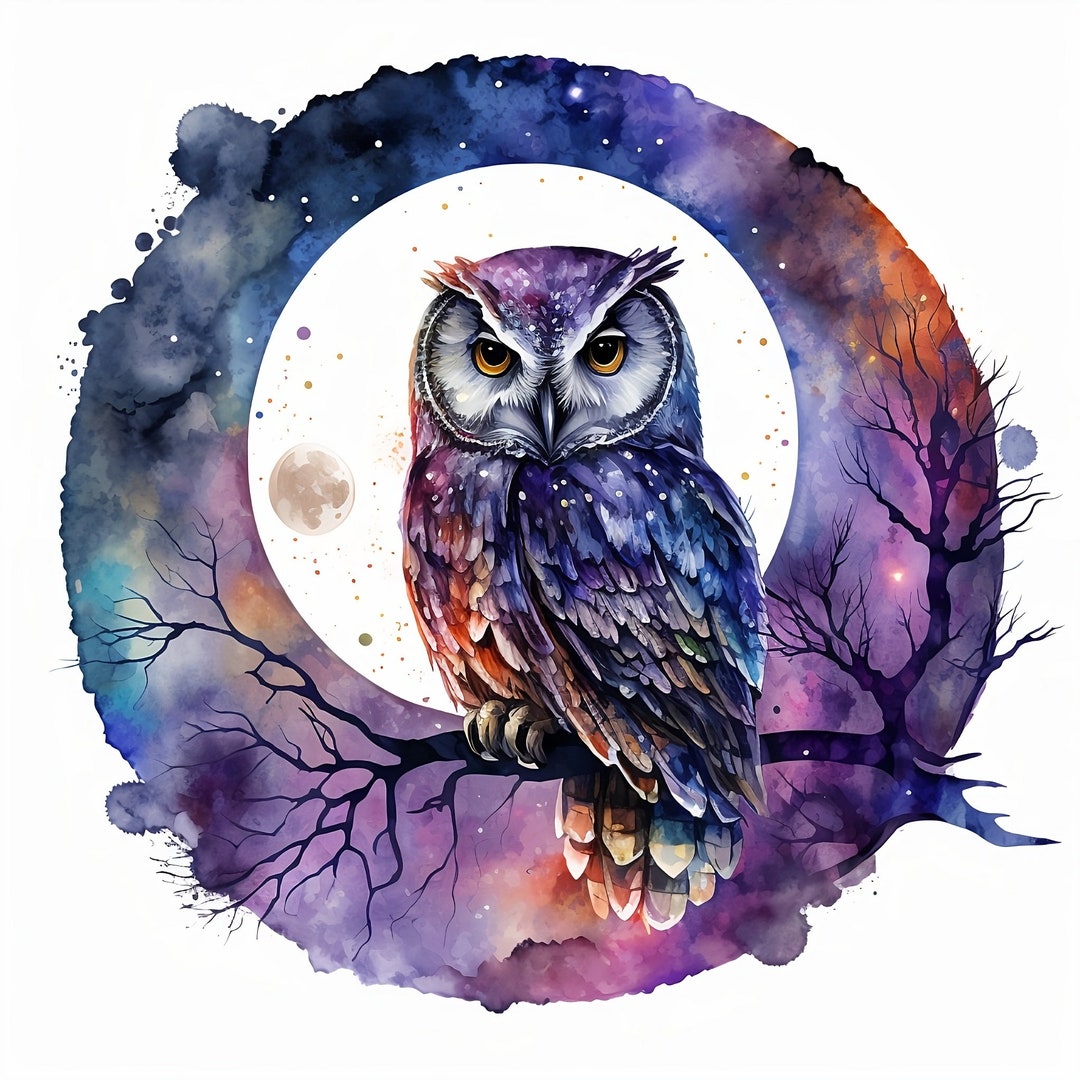 Watercolor Owl Sublimation PNG, Owl Digital Clipart, Owl Printable Wall ...