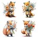 Watercolor Baby Fox With Flowers Printable Nursery Wall Art, Fox ...