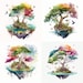 Watercolor Tree on a Floating Island Sublimation Clipart, Giant Tree ...
