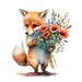 Watercolor Baby Fox With Flowers Printable Nursery Wall Art, Fox ...