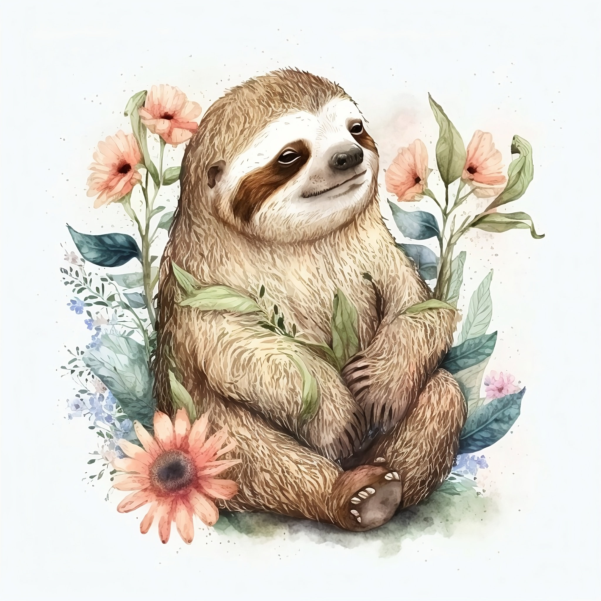 Watercolor Sloth Sublimation PNG Sloth Digital Clipart Sloth - Etsy