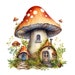 Set of 8 Watercolor Mushroom House Digital Clipart, Mushroom Fairy ...