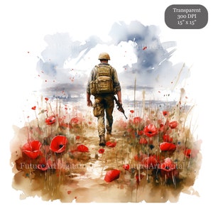 Watercolor Veterans Day Clipart Bundle, 16 Watercolor Remembrance Day ...