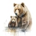 Watercolor Mama Bear and Baby Bear PNG, Bear Family Digital Clipart ...