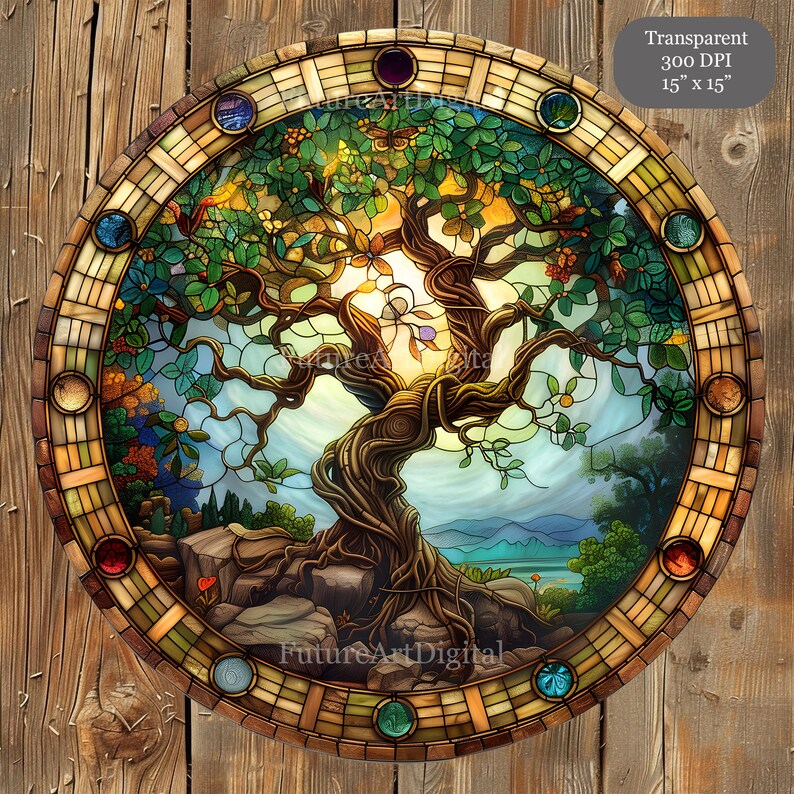 24 Stained Glass Enchanted Tree PNG, Fantasy Trees Glass Clipart ...