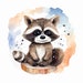 Watercolor Baby Racoon Digital Clipart, Raccoon Printable Nursery Room ...