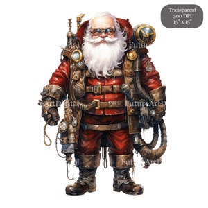 12 Watercolor Steampunk Santa Printable Wall Art, Santa Claus Digital ...