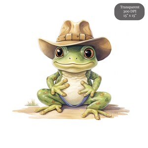 12 Cowboy Baby Frog Digital Clipart, Watercolor Baby Frog Sublimation ...