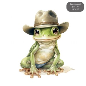 12 Cowboy Baby Frog Digital Clipart, Watercolor Baby Frog Sublimation ...