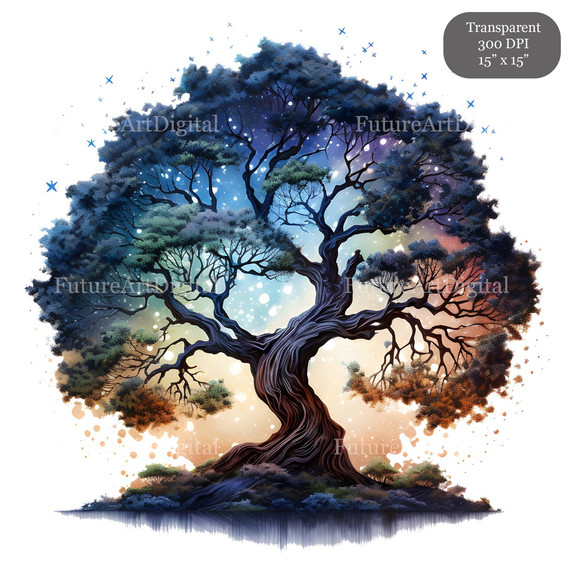 12 Watercolor Tree of Life Sublimation PNG, Colorful Tree of Life ...