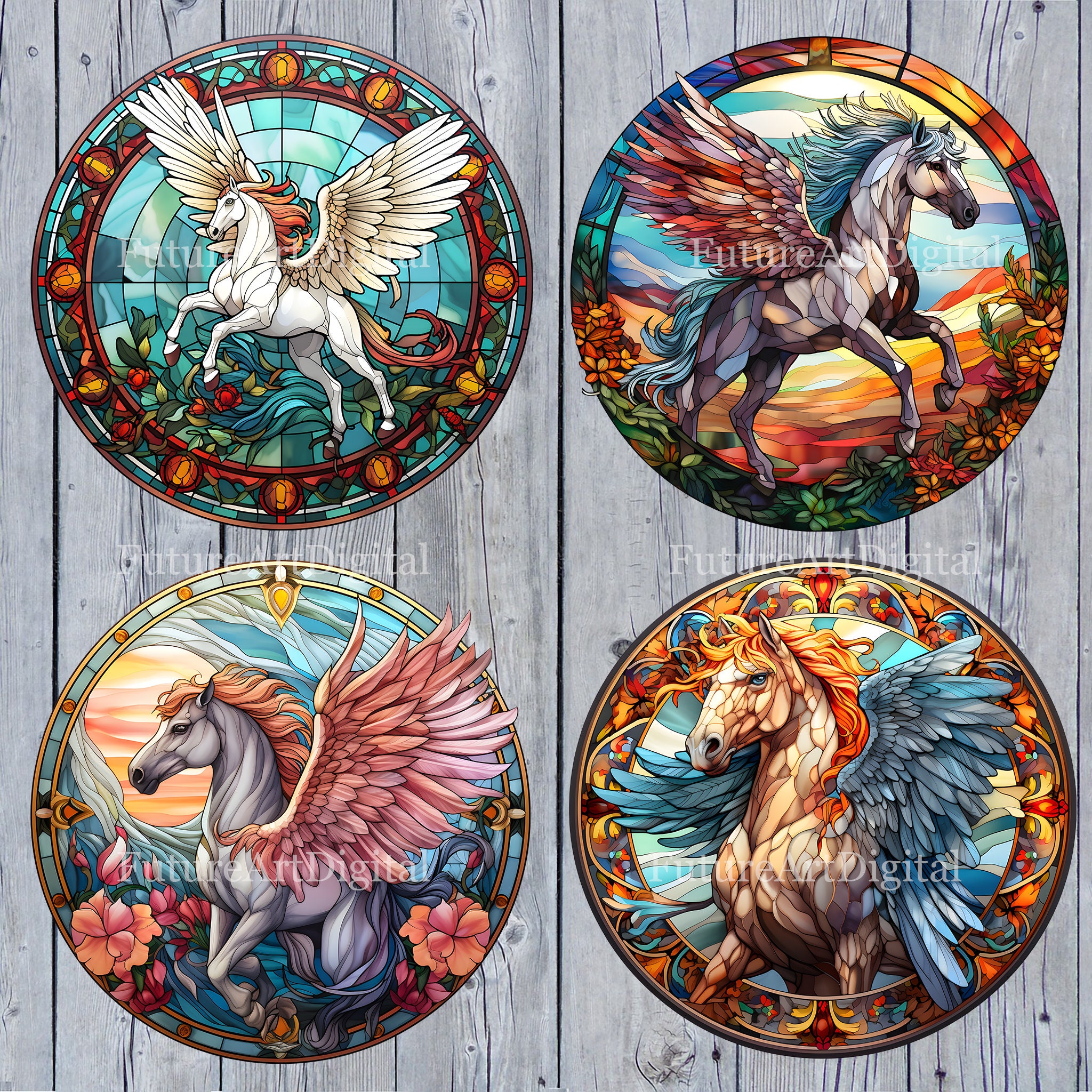25 Stained Glass Pegasus Printable Clipart, Pegasus Digital Clipart ...