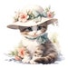 Watercolor Kitten Wearing a Hat Digital Clipart Cute Kitten - Etsy