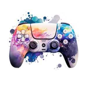Watercolor Ps Controller Sublimation PNG, Gaming Controller Digital ...