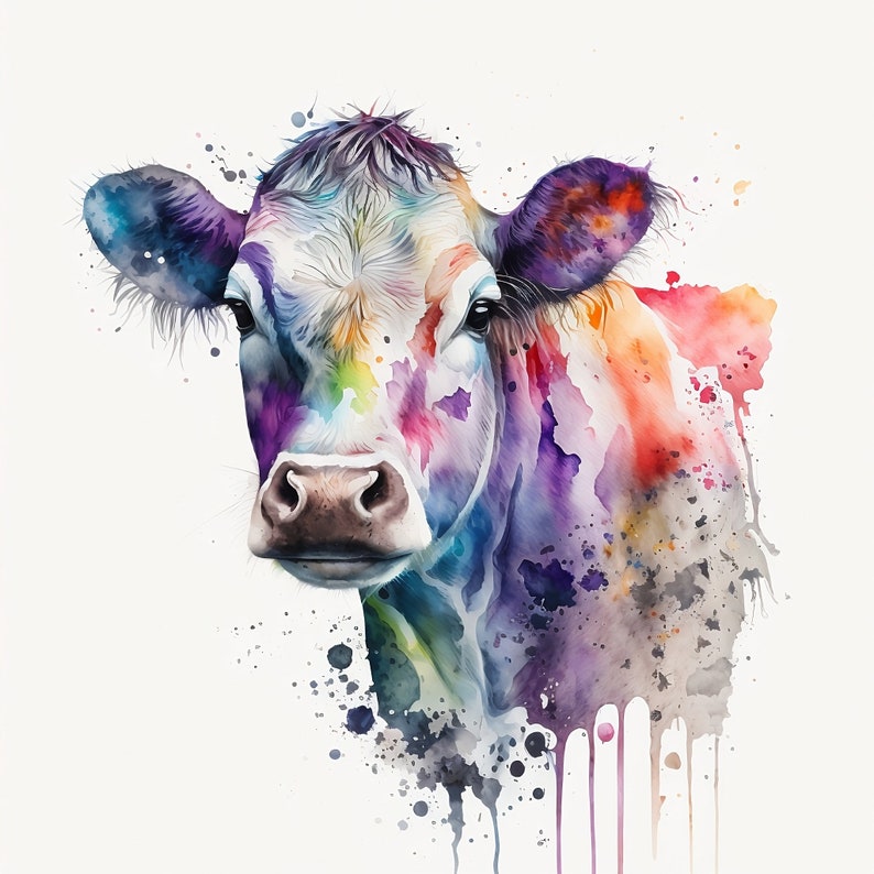 Watercolor Cow Digital Clipart Cow PNG Watercolor Cow - Etsy
