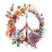 Watercolor Peace Sign With Roses Sublimation PNG, Peace Symbol Digital ...