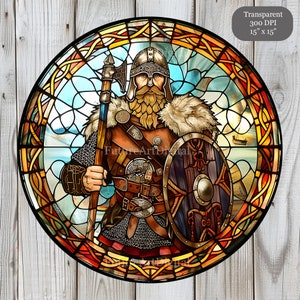 19 Stained Glass Viking Digital Clipart, Viking Warrior Sublimation PNG ...