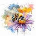 Watercolor Bee on a Flower Sublimation PNG, Bee Printable Wall Art, Bee ...