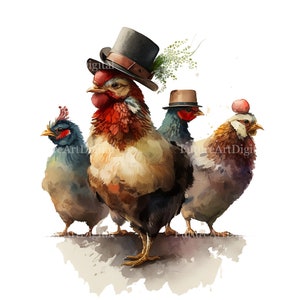 Watercolor Chicken Family Sublimation PNG, Chicken Family Digital ...