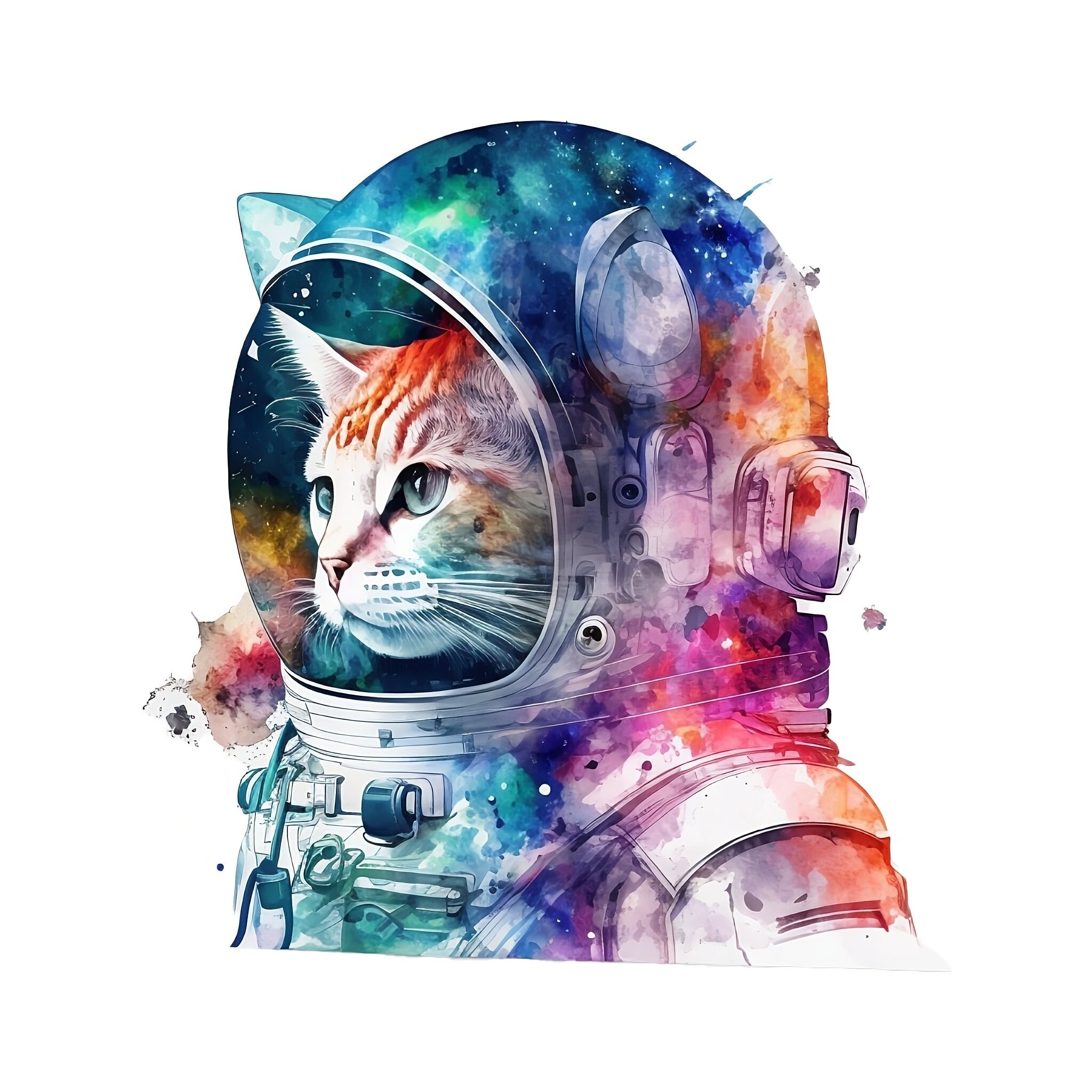 Watercolor Space Cat PNG Printable Astronaut Cat Art Space - Etsy Canada