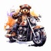 Watercolor Biker Teddy Bear Digital Clipart, Teddy Bear on a Motorcycle ...