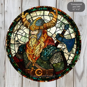19 Stained Glass Viking Digital Clipart, Viking Warrior Sublimation PNG ...