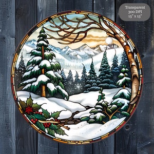 24 Stained Glass Winter Clipart, Snow Stained Glass Bundle, Winter ...