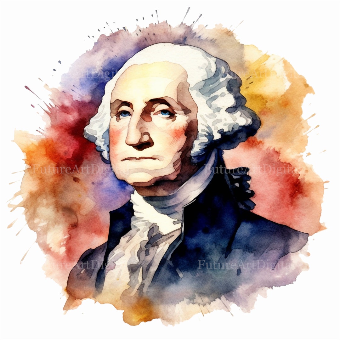 Watercolor George Washington Digital Clipart, President Washington ...