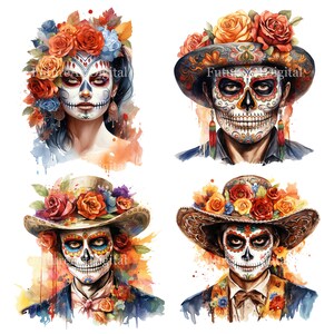 33 Watercolor Day of the Dead PNG Día De Muertos Digital - Etsy UK